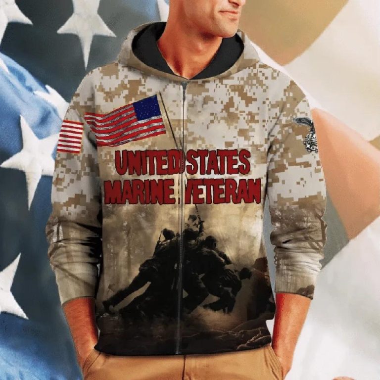Veteran Marine Veteran Soldier Raising The Flag 3D Hoodie All Over ...