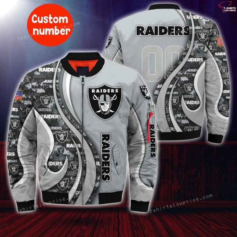 Personalized Oakland Raiders NFL Custom Your Number Bomber Jacket - T ...