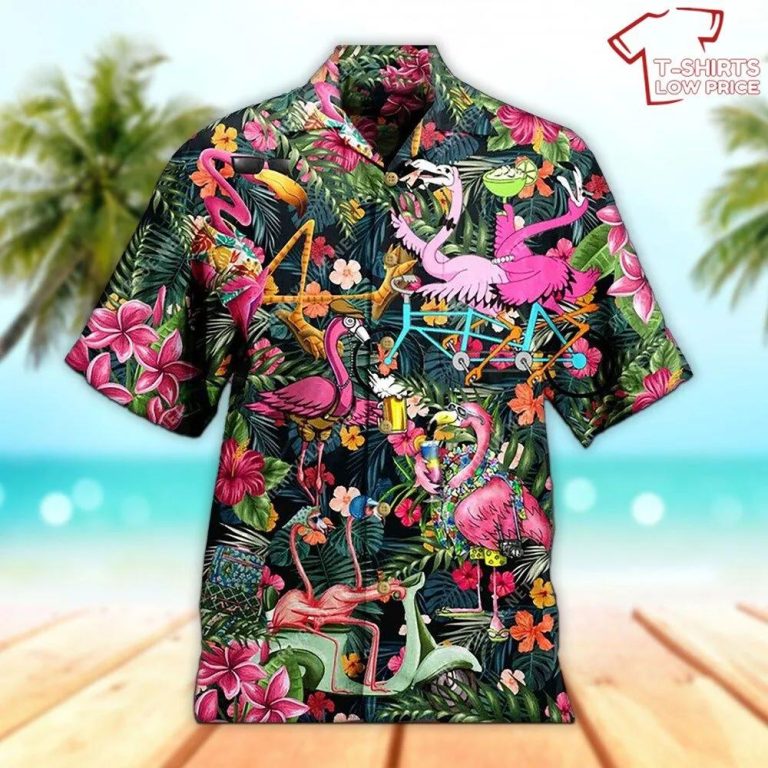 Fendt Flamingo All Over Print Summer Short Sleeve Hawaiian Beach Shirt ...